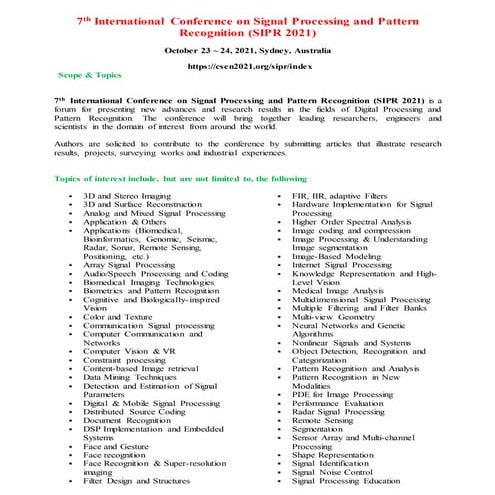 10th International Conference on Signal Processing and Pattern ...
