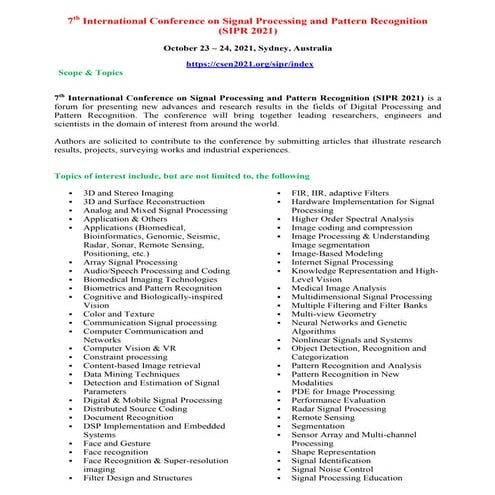 13th International Conference on Signal, Image Processing and Pattern ...