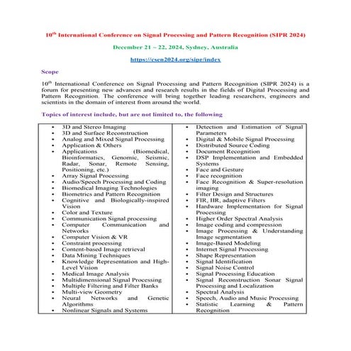 10th International Conference on Signal Processing and Pattern ...