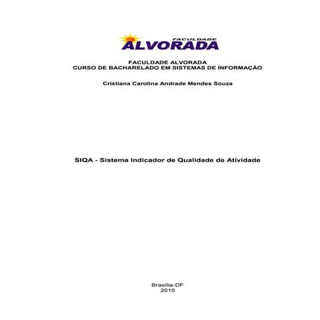 SIQA - Sistema Indicador de Qualidade de Atividade | PDF