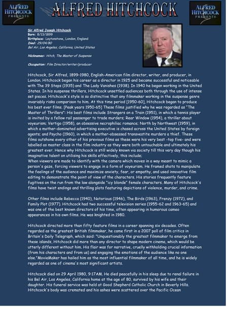 Alfred hitchcock | PPT
