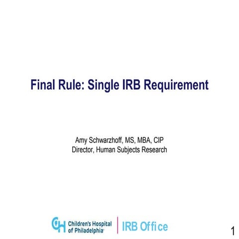 Single IRB Review of Clinical Research | PPTX