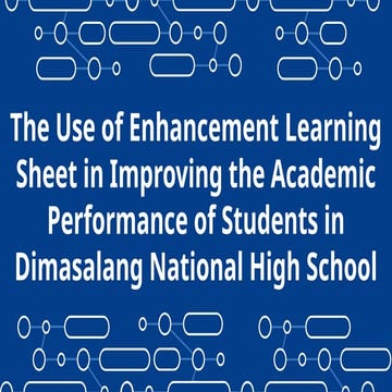 Research for the use of Enhancement Learning Sheet | PPTX