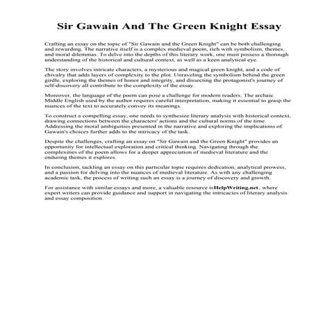 Sir Gawain And The Green Knight Essay | PDF | Poetry | Books and Literature