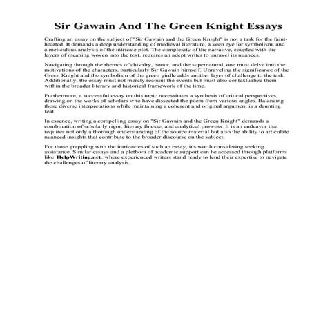 Sir Gawain And The Green Knight Essays | PDF