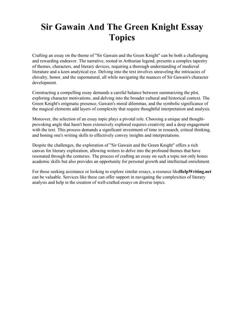 Sir Gawain And The Green Knight Essays.pdf