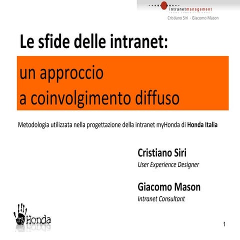 Le sfide delle intranet: un approccio a coinvolgimento diffuso | PPT ...