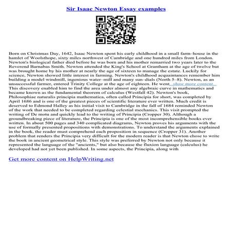 Sir Isaac Newton Essay Examples | PDF
