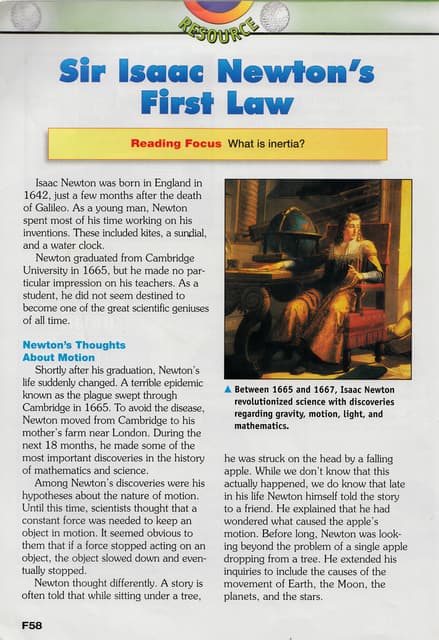 Distinction of Newton's First law and Galileo's Assertion | PPTX