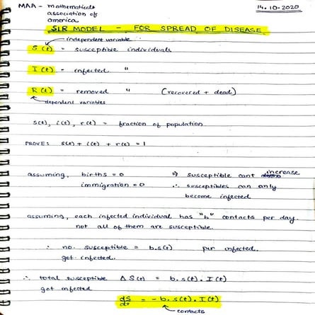SIR Model - for spread of disease : Notes | PDF