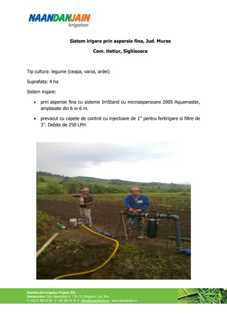 Proiect sistem irigare legume naandanjain in covasna | PDF