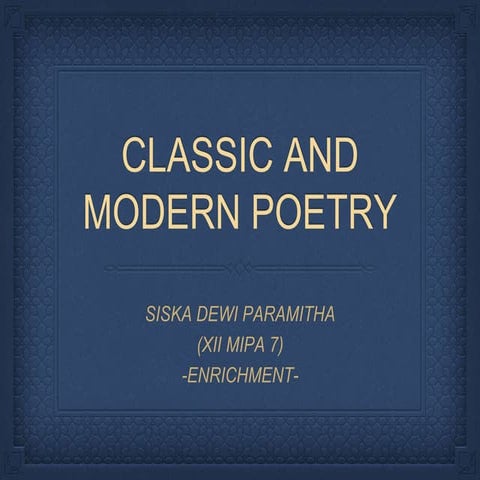 analysis of Classi & Modern Poetry | PPTX