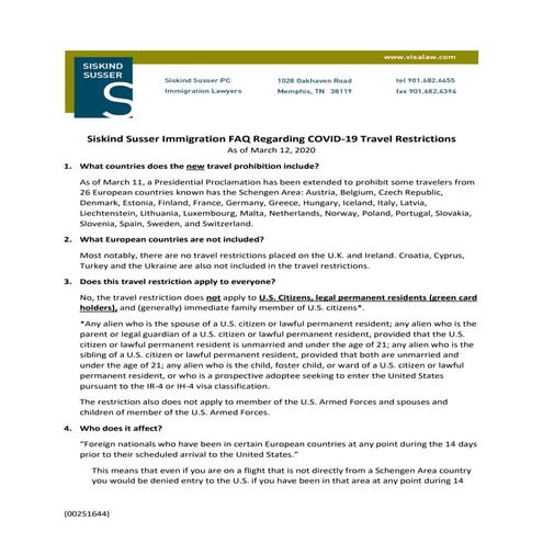Siskind Susser covid 19 immigration faq | PDF
