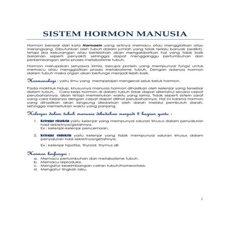 Sistem Hormon pada Manusia Mapel Biologi Kelas 11 | PDF