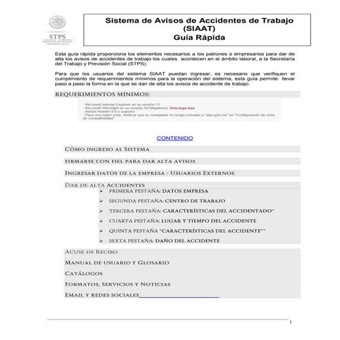 Sistema de avisos de accidentes de trabajo siaat guía y formatos ...
