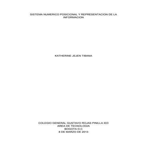 Sistema numerico posicional y representacion de la informacion | DOCX | Technology & Computing