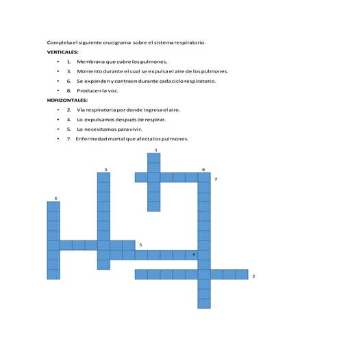 Crucigrama Del Sistema Respiratorio
