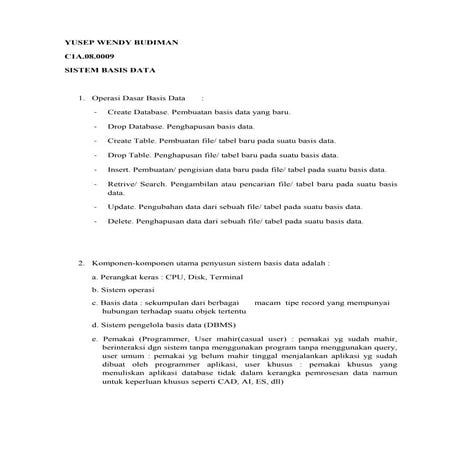 Sistem basis data wendy | PDF