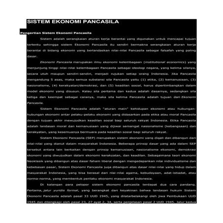 Sistem ekonomi pancasila | PDF
