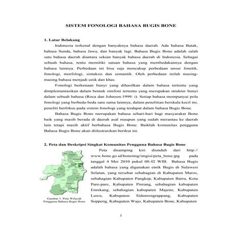 Sistem Fonologi Bahasa Bugis Bone (sfbbb) kelompok jun, adral, yos final | DOCX