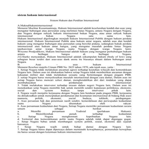 Pengantar Hukum Internasional - Sumber dan Subjek Hukum Internasional | PPT