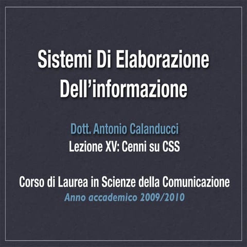 Sistemi Lezione Xv Cenni Su Css Ppt