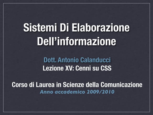 Sistemi Lezione Xv Cenni Su Css Ppt