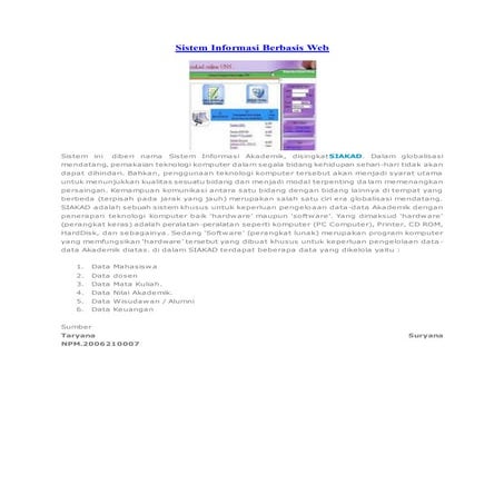Sistem informasi berbasis web | DOCX