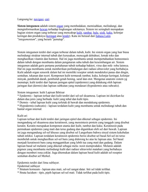 Sistem Integumen pada hewan vertebrata manusia dan hewan vertebrata | PPTX