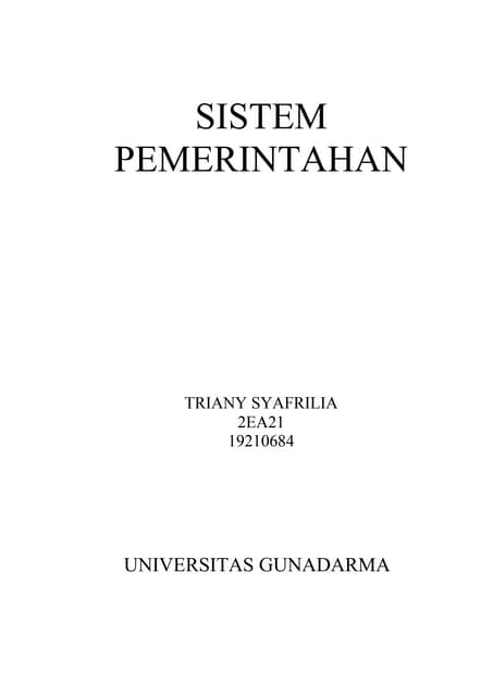 Makalah sistem pemerintahan presidensial dan parlementer | DOCX