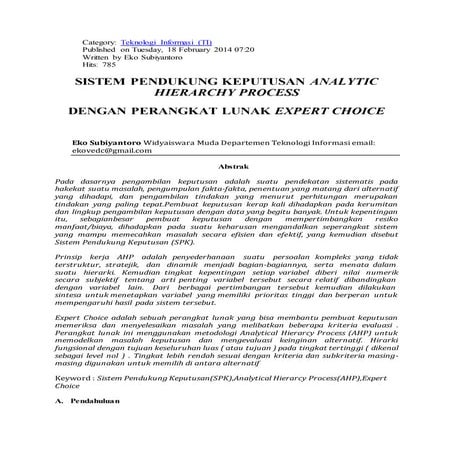 Sistem pendukung keputusan | DOCX