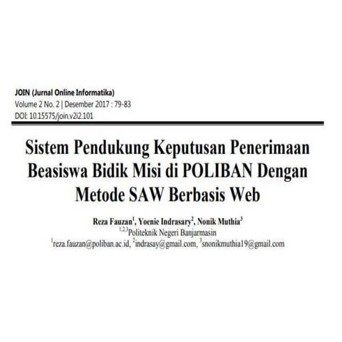 Sistem Pendukung Keputusan Penerimaan Beasiswa Bidik Misi di.pptx