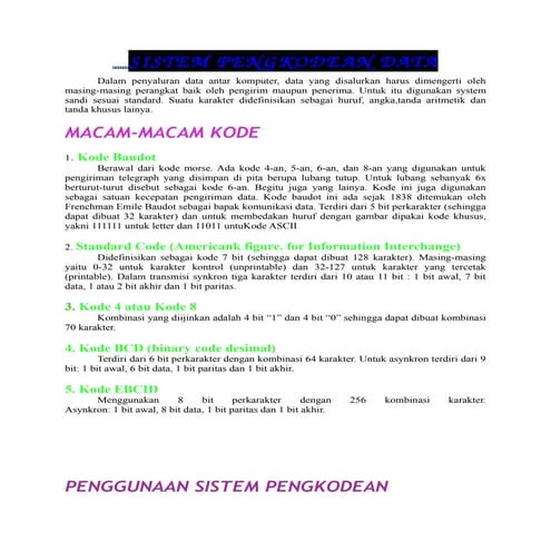 Sistem pengkodean data | ODT