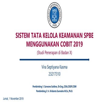 Sistem Tata Kelola Keamanan Informasi SPBE menggunakan COBIT 2019 | PDF