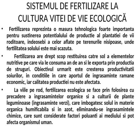 SISTEMUL DE FERTILIZARE LA CULTURA VITEI DE VIE ECOLOGICĂ.ppt