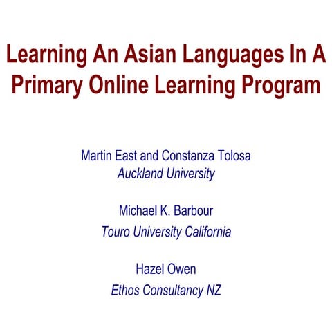 SITE 2019 - Learning An Asian Language In A Primary Online Learning ...