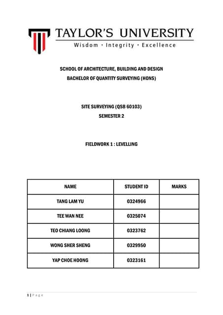 engineering survey 1 report levelling | DOCX