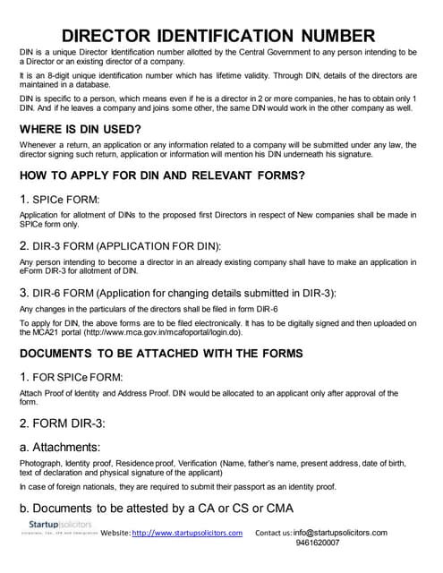 Director Identification Number - Process | PDF