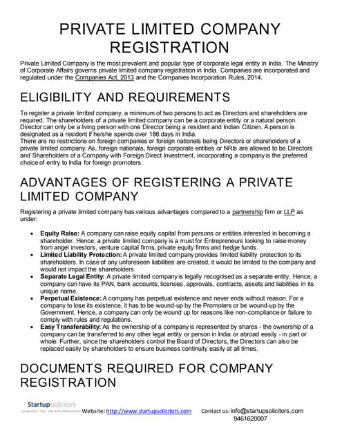 Private limited company registration in kochi | PPT