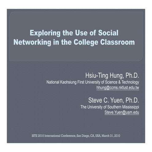 Exploring the Use of Social Networking In the College Classroom | PDF