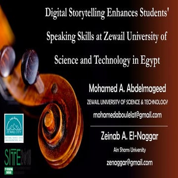 Digital Storytelling Enhnaces Students' Speaking Skills at Zewail University of Science and ...