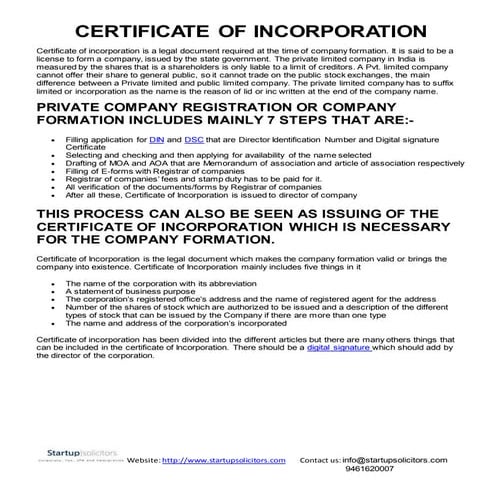 CERTIFICATE OF INCORPORATION | DOCX