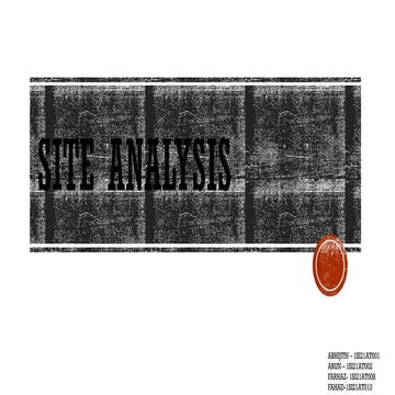 Site analysis 1.pptx based on swot anyalisis | PPTX