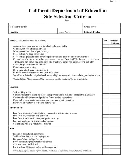 Site selection and justification | PDF