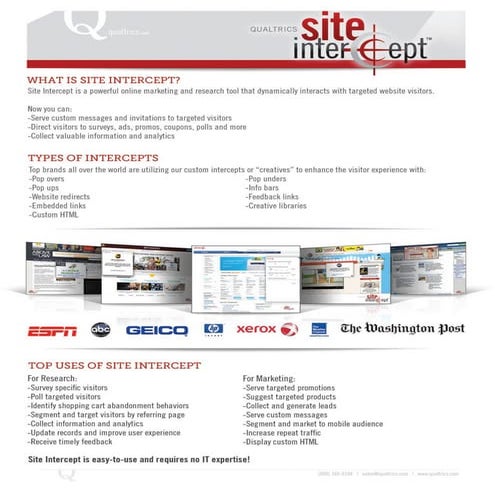 Qualtrics: Site Intercept Summary | PDF