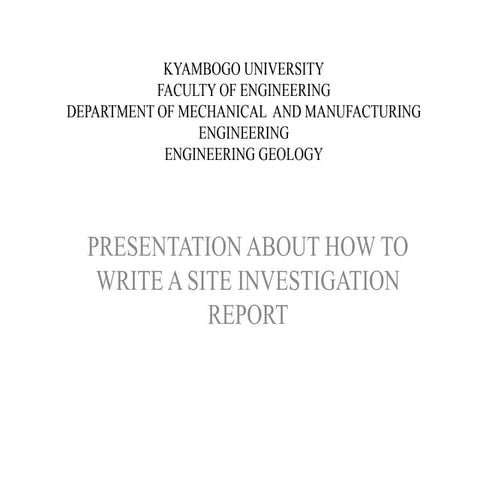 SITE INVESTIGATION REPORT site investigation report | PPT