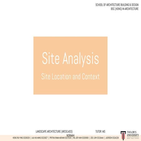 LA pjt 1: Site location and context | PPTX
