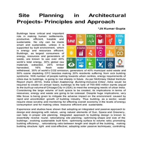 Site Planning in Architectural Projects- Principles and Approach | DOCX