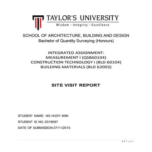Integrated Assignment - Site Visit Report | DOCX