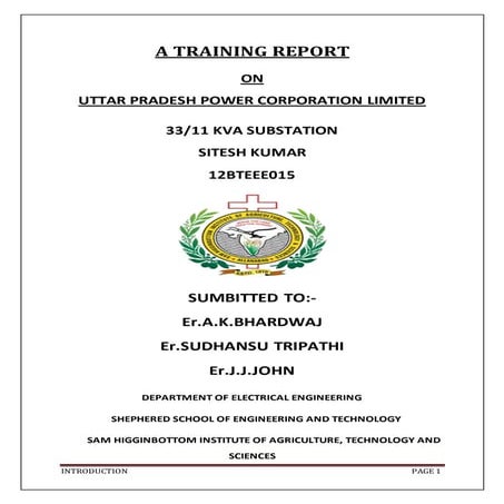 sub-station training report | DOCX